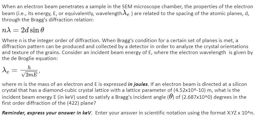 Solved When an electron beam penetrates a sample in the SEM | Chegg.com