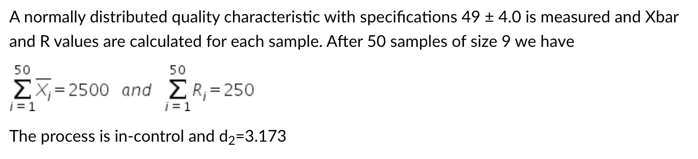 Solved A normally distributed quality characteristic with | Chegg.com