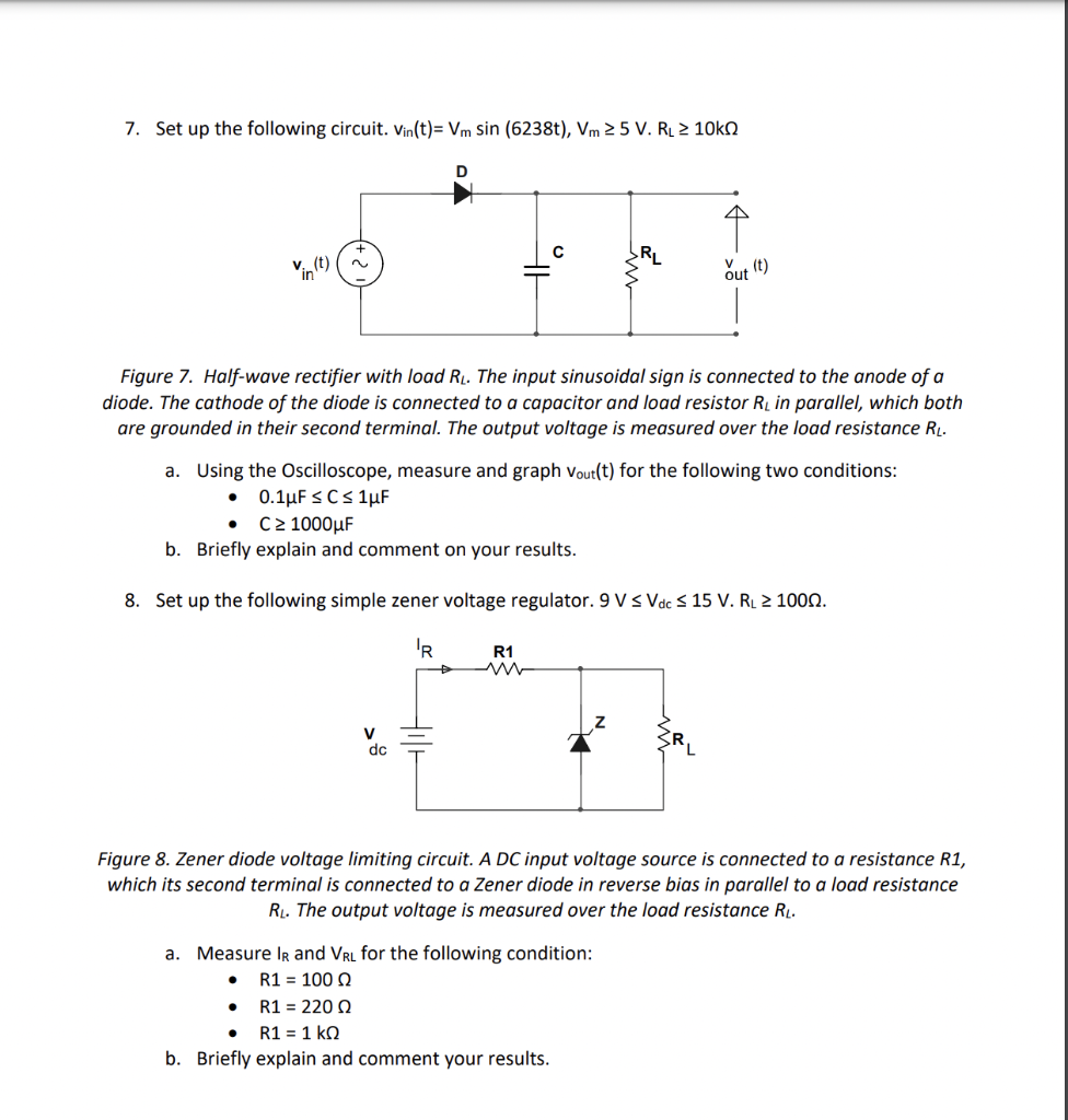 Solved 7. Set up the following circuit. vin | Chegg.com