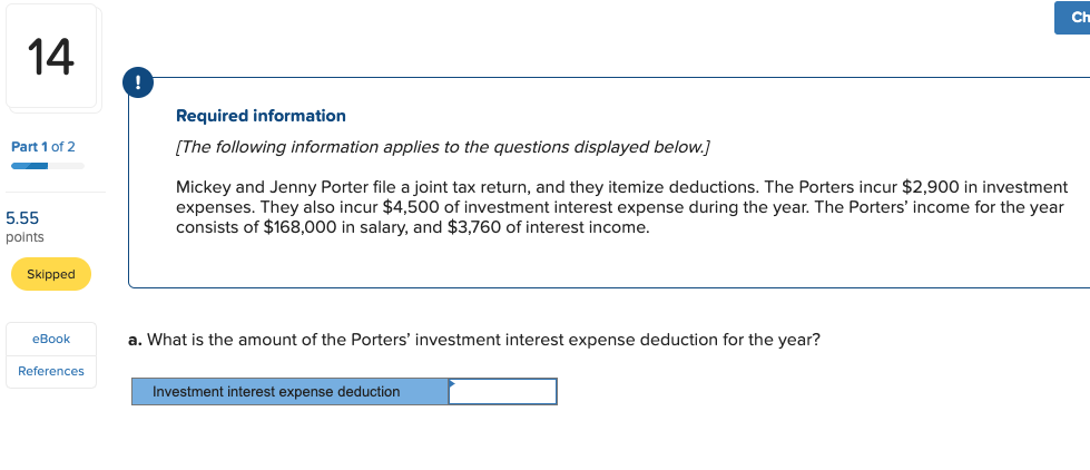 Solved Ch 14 Required information Part 1 of 2 The following | Chegg.com