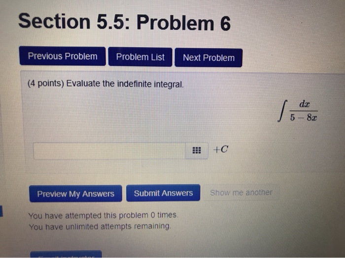 Solved Section 5.5: Problem 5 Previous Problem Problem List | Chegg.com