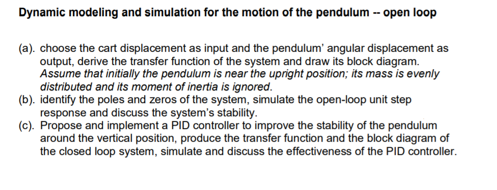 Solved Dynamic modeling and simulation for the motion of the | Chegg.com