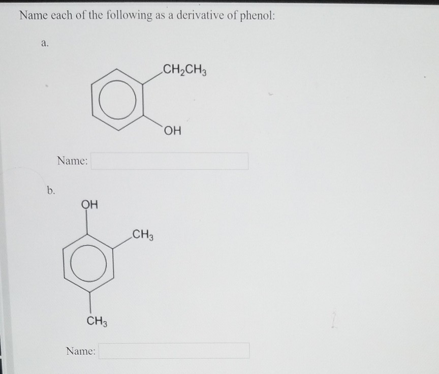 Solved Name each of the following as a derivative of phenol: | Chegg.com