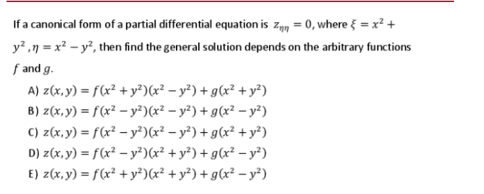 Solved If a canonical form of a partial differential | Chegg.com