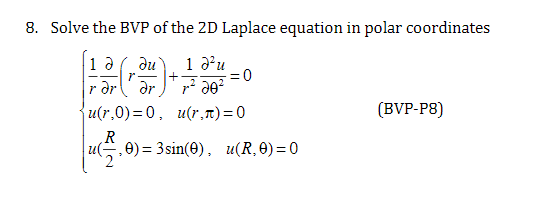 Solved 8. Solve the BVP of the 2D Laplace equation in polar | Chegg.com