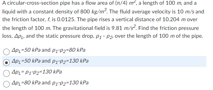 Solved A circular-cross-section pipe has a flow area of | Chegg.com