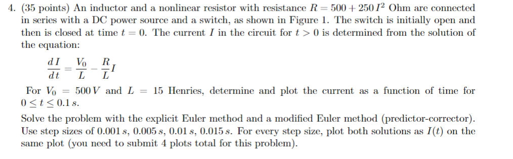 35 Points An Inductor And A Nonlinear Resistor With 5085