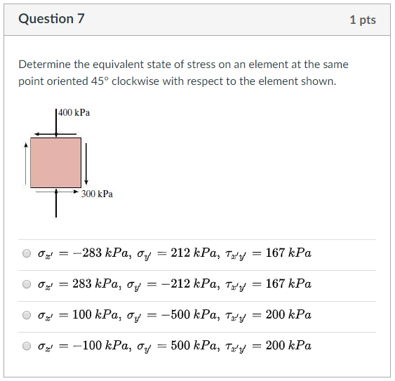 Solved Determine the equivalent state of stress on an | Chegg.com
