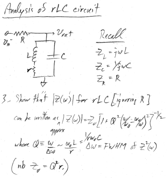 Solved Analysis of rLC circuit Am • Vent Recall Vw R z = jwL | Chegg.com
