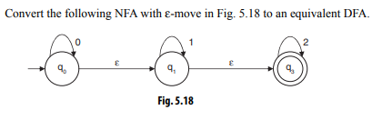 Solved Convert the following NFA with ε-move in Fig. 5.18 to | Chegg.com