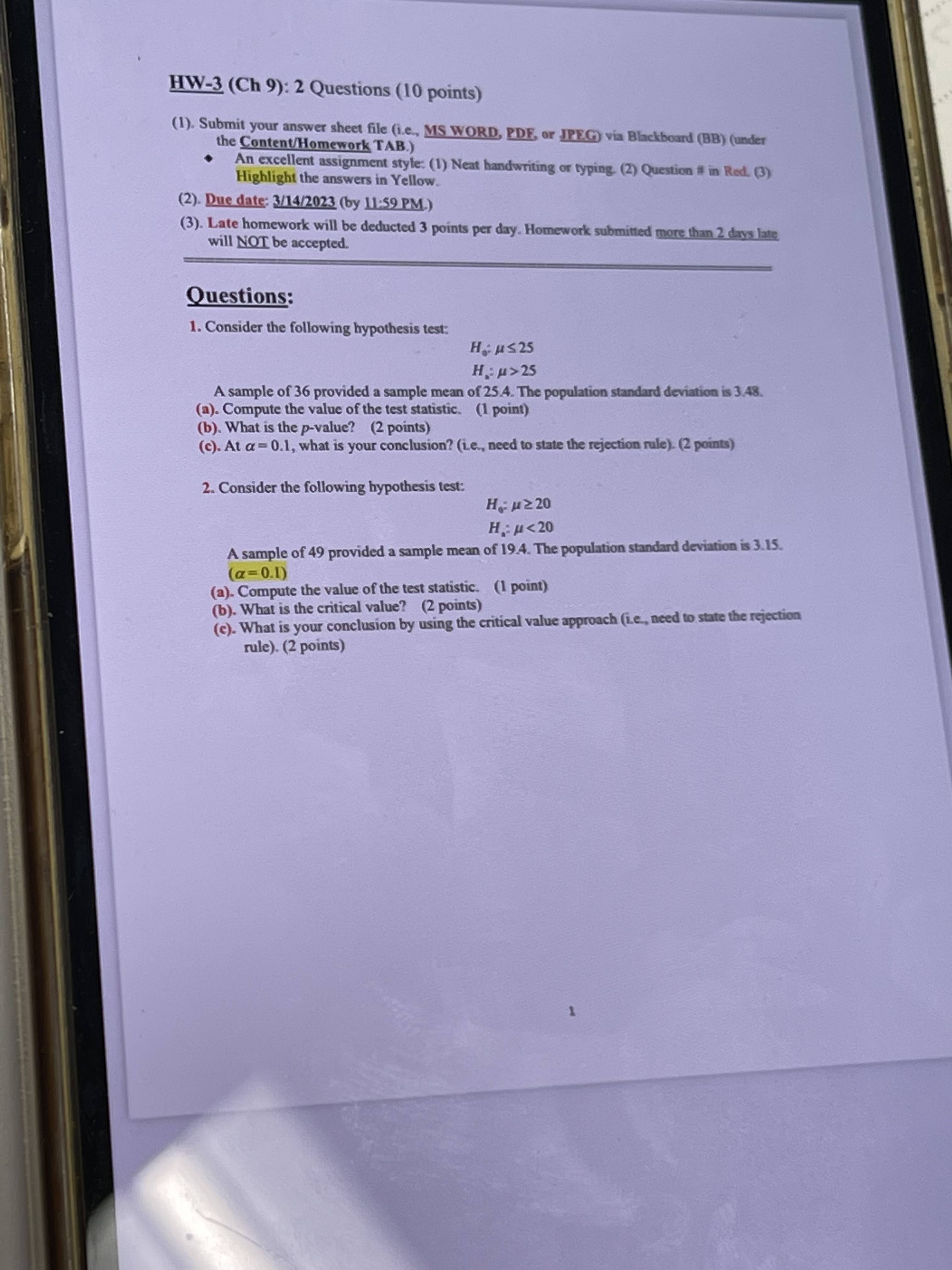 Solved HW-3 (Ch 9): 2 Questions ( 10 points) (1). Submit | Chegg.com