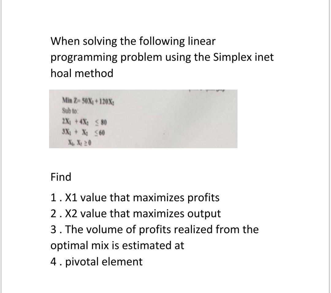 Solved When solving the following linear programming problem | Chegg.com