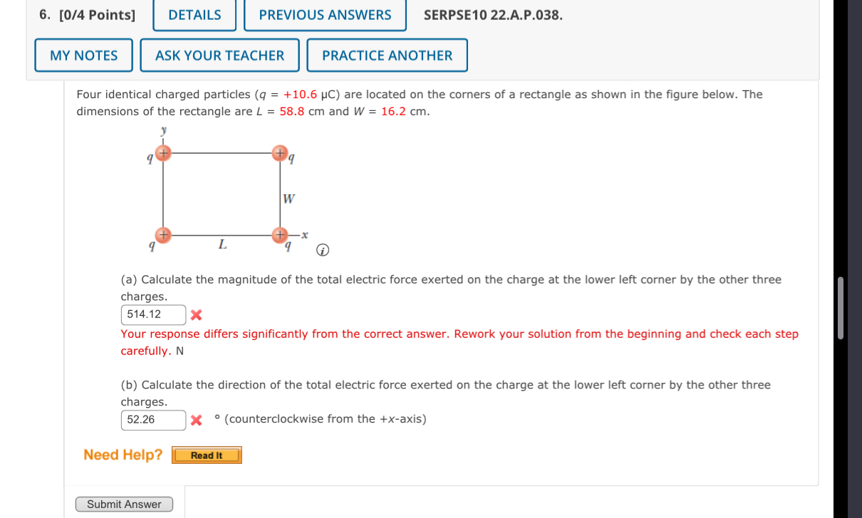 Solved our identical charged particles (q=+10.6μC) are | Chegg.com