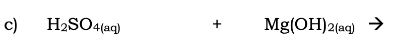 Solved c) H2SO4(aq) + Mg(OH)2(aq) → | Chegg.com
