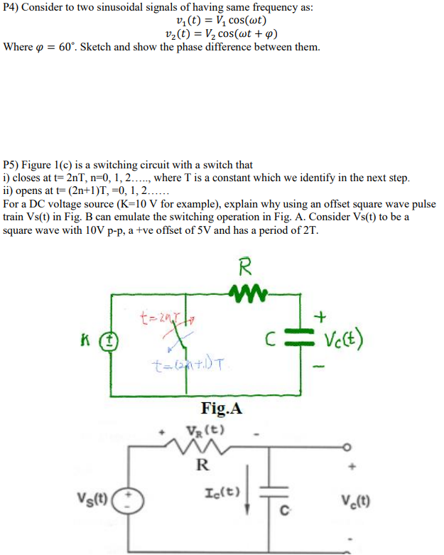 Solved P4) Consider to two sinusoidal signals of having same | Chegg.com