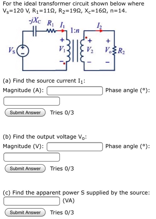 Solved For the ideal transformer circuit shown below where | Chegg.com