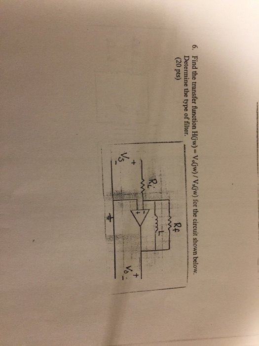 Solved Find the transfer function H(jw) = V_o(jw)/V_s(jw) | Chegg.com