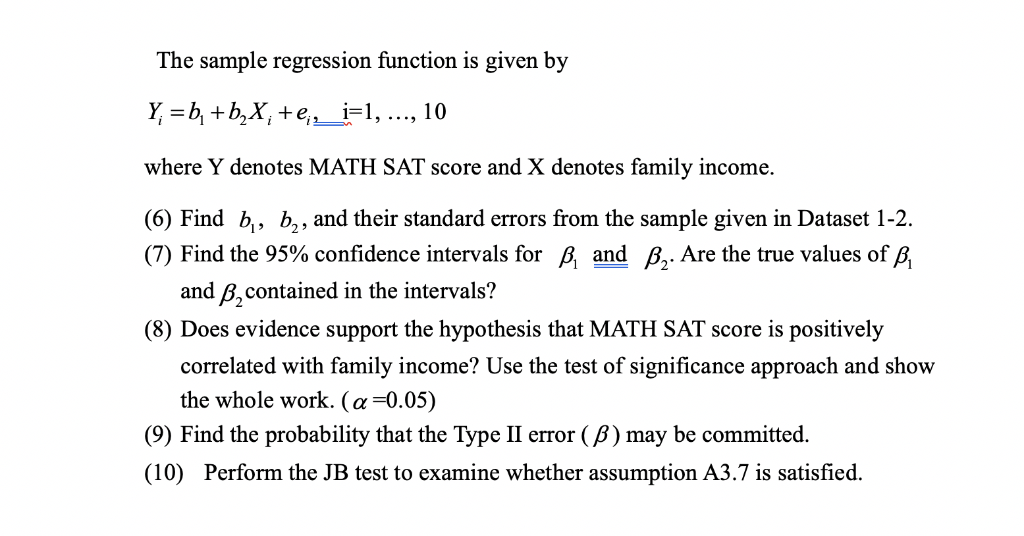 The sample regression function is given by where Y | Chegg.com