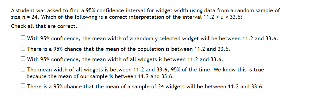 Solved A student was asked to find a 95% confidence interval | Chegg.com