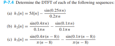 Solved P-7.4 Determine the DTFT of each of the following | Chegg.com