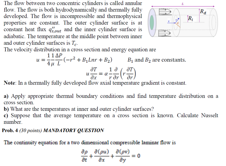 Solved L (Ra The flow between two concentric cylinders is | Chegg.com