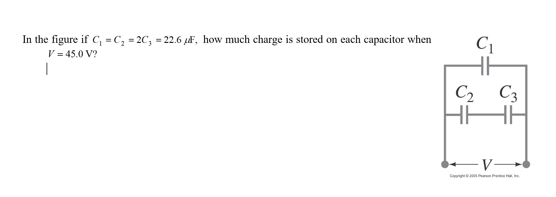 Solved In the figure if C; = C2 = 2C3 = 22.6 uF, how much | Chegg.com