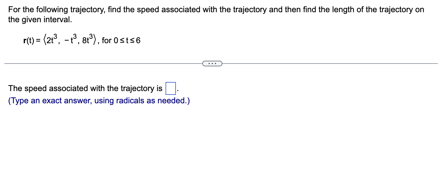 Solved For the following trajectory, find the speed | Chegg.com