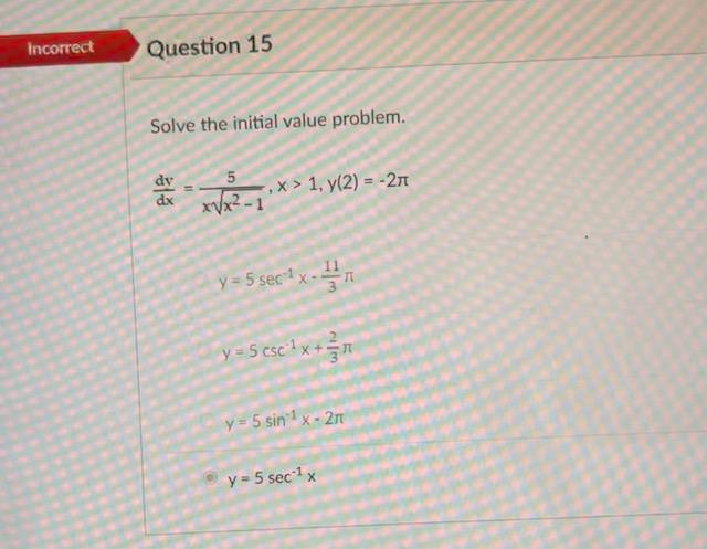 Solved Evaluate the integral. ∫22x(sec−1x)x2−19dx ก) ln34 | Chegg.com