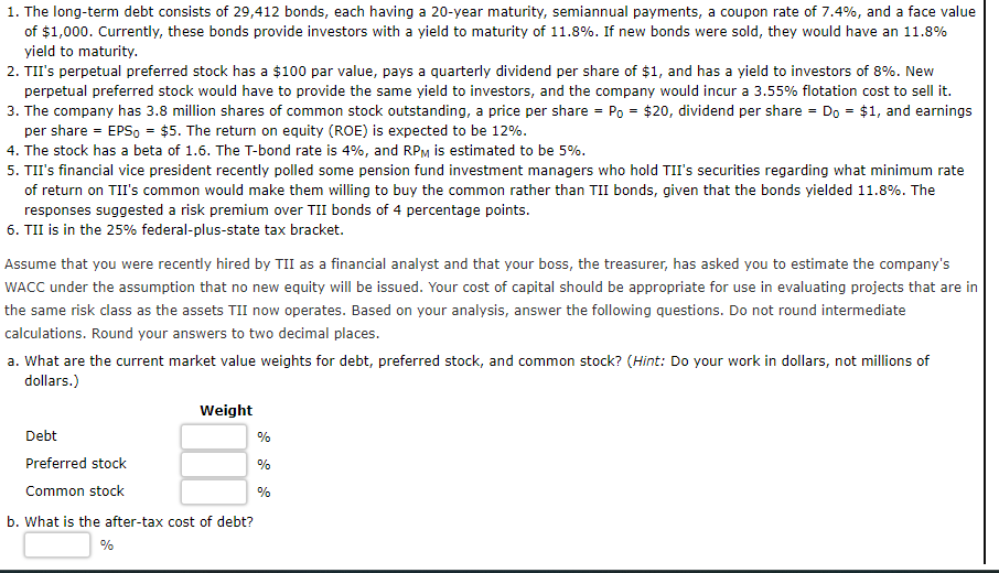 Solved The following facts also apply to TII: 1. The | Chegg.com