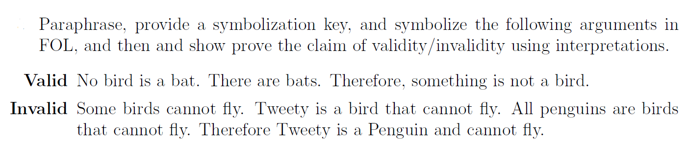 Paraphrase Provide A Symbolization Key And