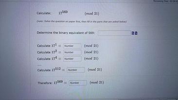 Solved 1960 Calculate (mod 21) free guest when we Determine | Chegg.com