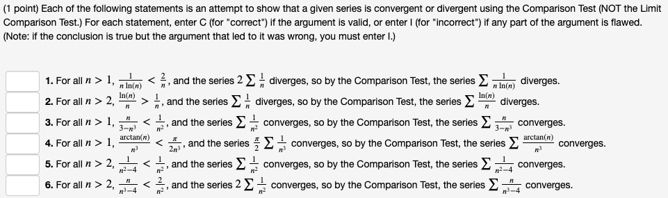 Solved (1 point) Each of the following statements is an | Chegg.com