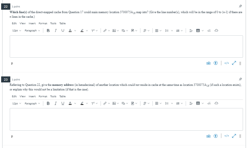 Solved 1 ﻿pointWhich line(s) ﻿of the direct-mapped cache | Chegg.com
