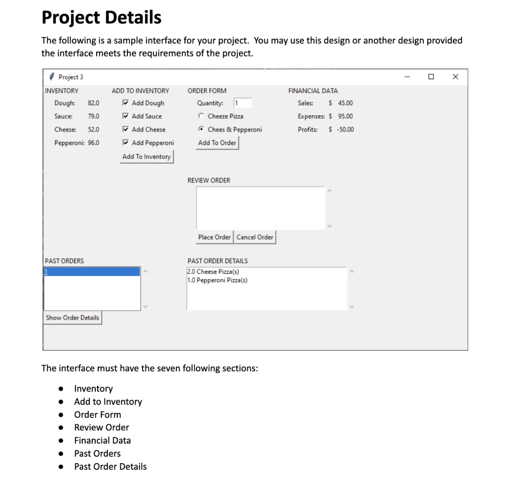 Solved Project Overview You are to develop a graphical | Chegg.com