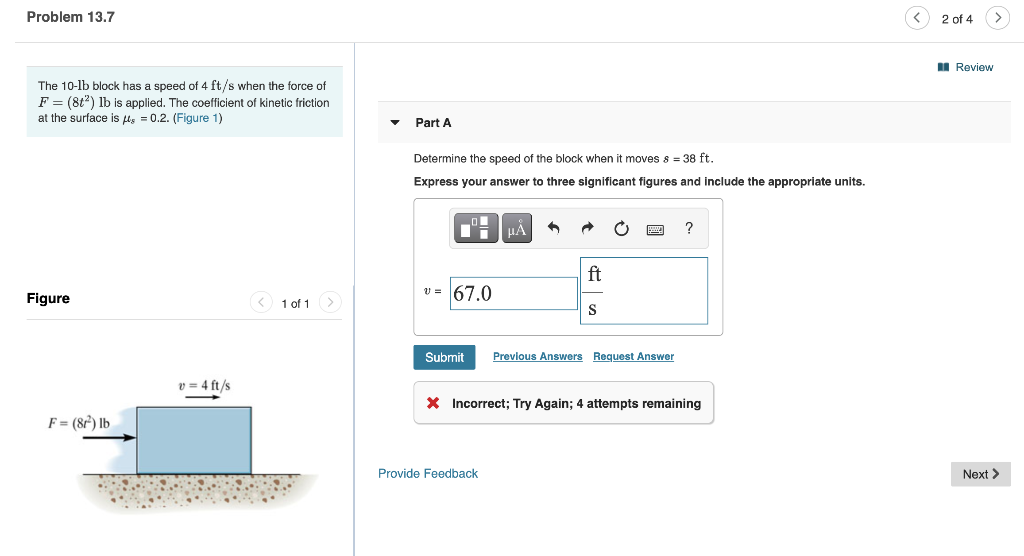 Solved Problem 13.7 2 of 4 > II Review The 10-lb block has a | Chegg.com