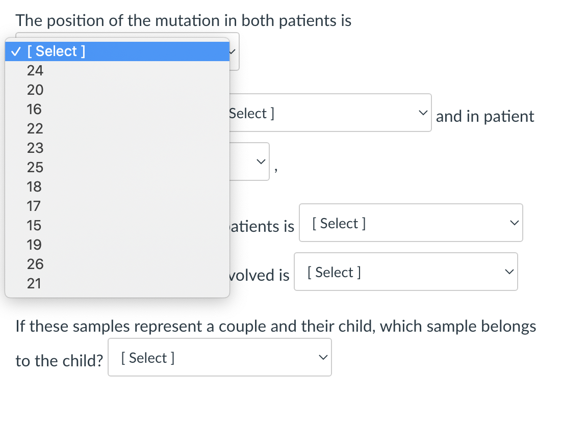 Solved Identify the mutation in the two patients in panels B | Chegg.com