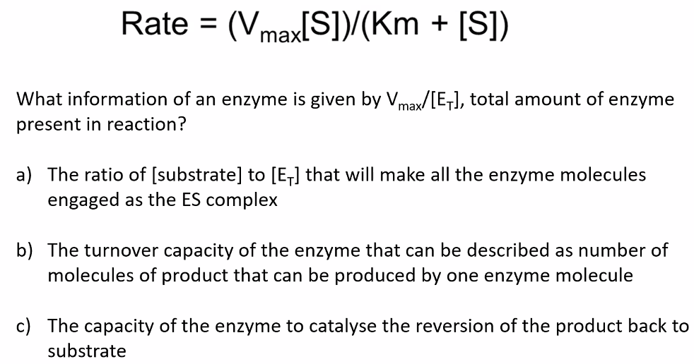 Solved Rate =(Vmax[S])/(Km+[S]) What information of an | Chegg.com