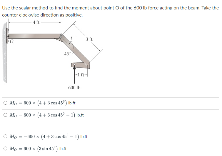 Solved Use the scalar method to find the moment about point | Chegg.com