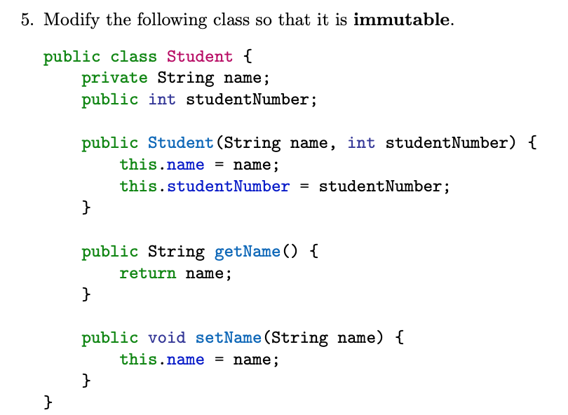 Solved 5. Modify the following class so that it is | Chegg.com