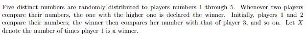 Solved Five Distinct Numbers Are Randomly Distributed To 