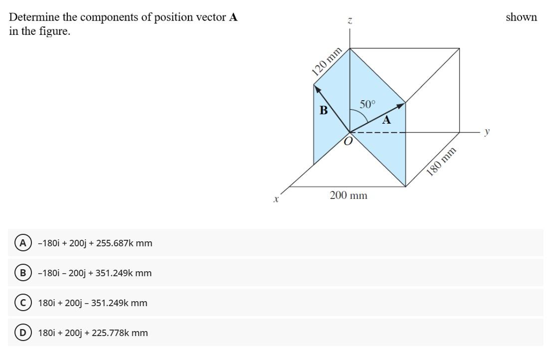 Solved Determine the components of position vector A shown | Chegg.com