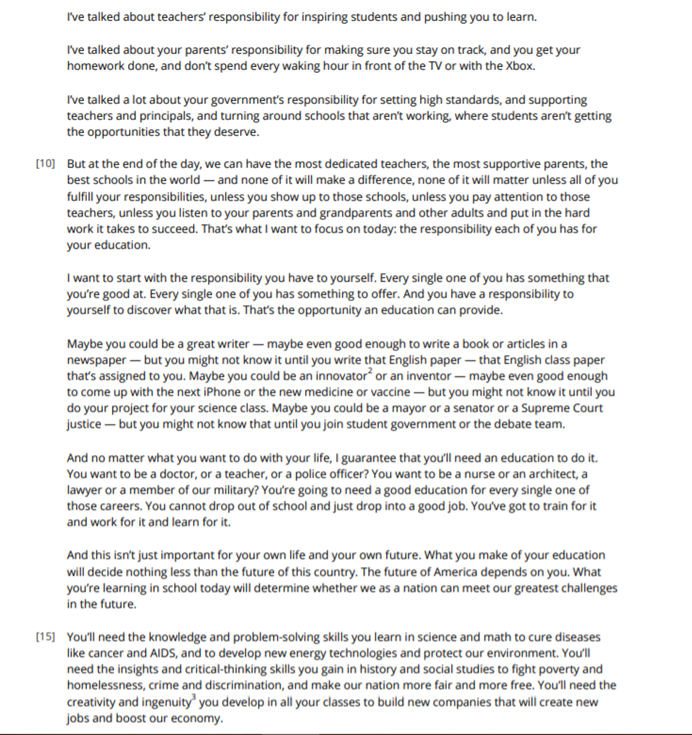 Solved President Obama's National Address to America's | Chegg.com