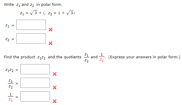 Solved Write z1 and z2 in polar form. Find the product | Chegg.com