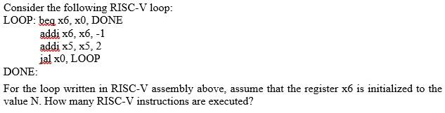 Solved Consider the following RISC-V loop: LOOP: beg x6, x0, | Chegg.com