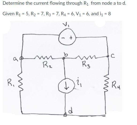 Solved Determine the current flowing through R1 from node a | Chegg.com
