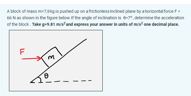 Solved A block of mass m=7,9kg ﻿is pushed up on a | Chegg.com