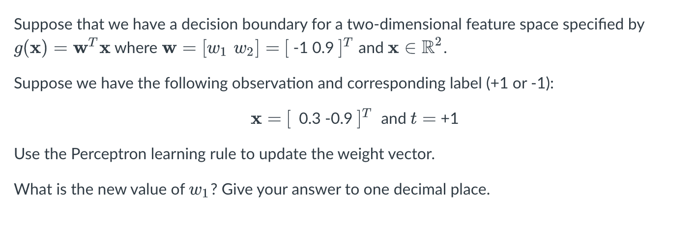 Suppose that we have a decision boundary for a | Chegg.com