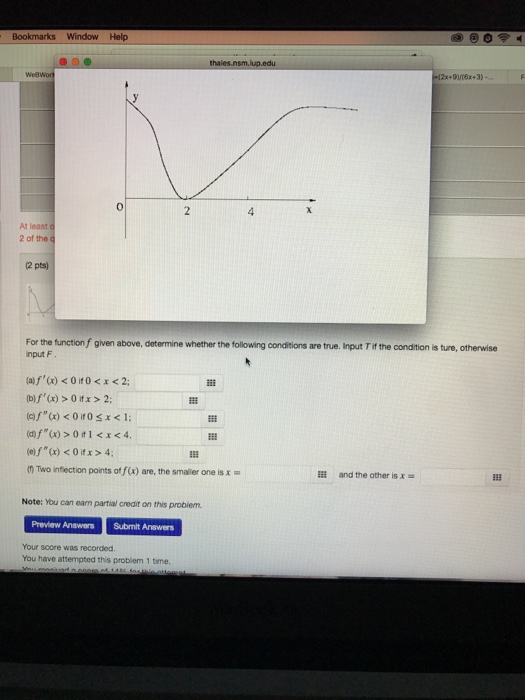 Solved For the function f given above, determine whether | Chegg.com