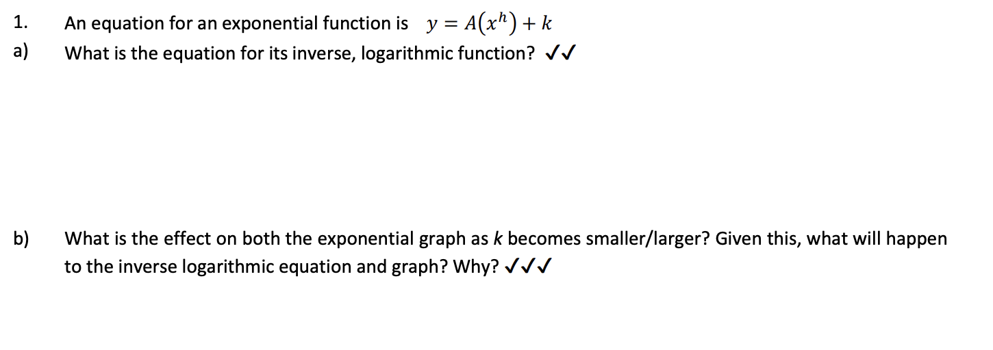 Solved An equation for an exponential function is | Chegg.com