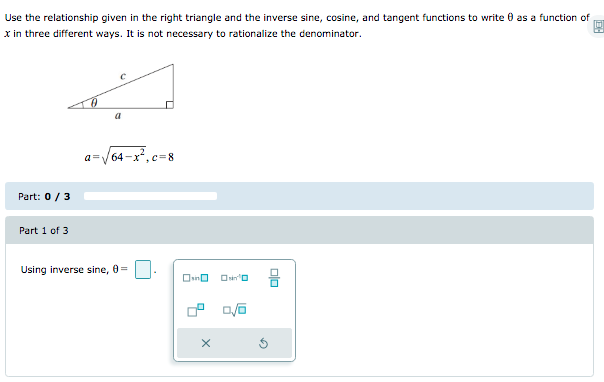 Solved Use the relationship given in the right triangle and | Chegg.com